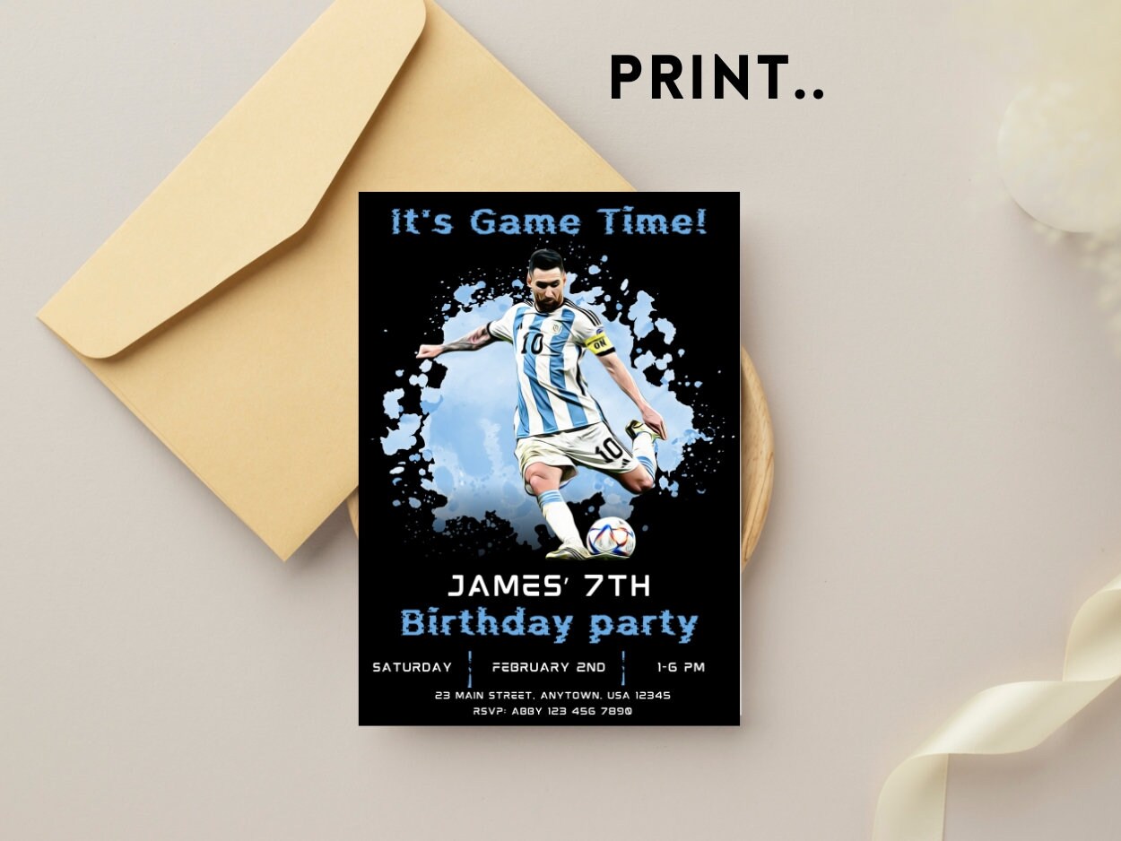 Editable Messi Birthday Invitation, Messi Argentina Birthday Invite ...