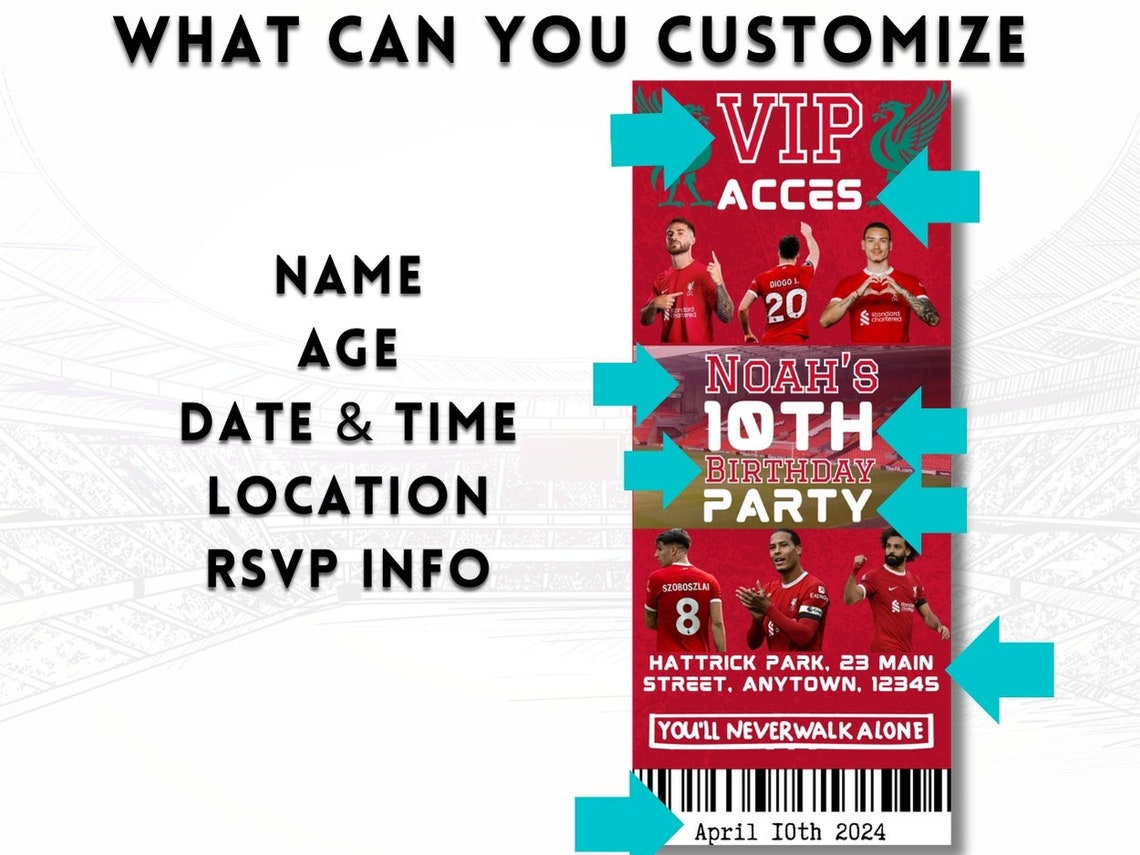 Liverpool Birthday Party VIP Access Pass, Party Favor Liverpool ...