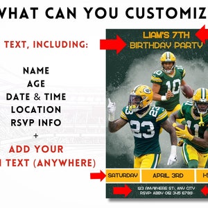 Green Bay Packers Birthday Invitation, Love Alexander Reed Invitation ...
