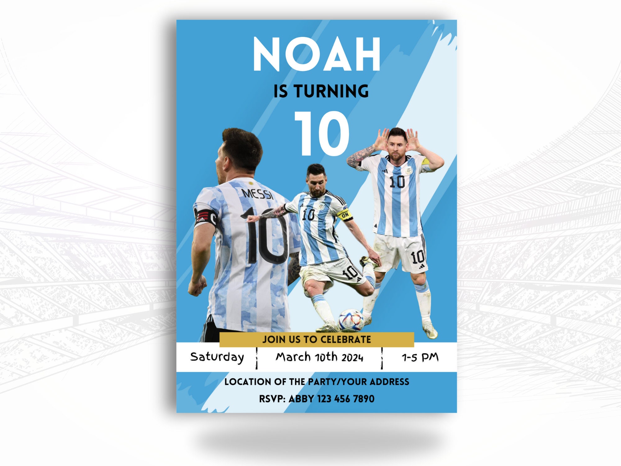 Soccer Birthday Invitation Messi Birthday Digital Birthday Invitation ...