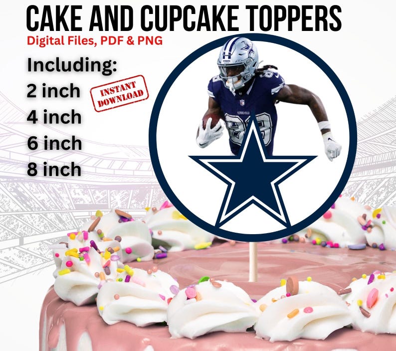 Dallas Cowboys Cake and Cup Cake Toppers, Ceedee Lamb Cake Toppers ...