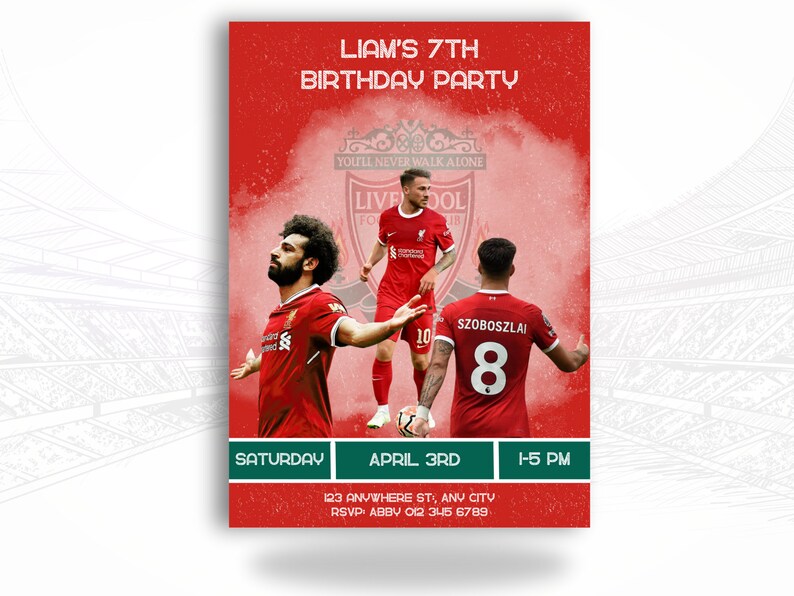 Plantilla de invitación editable para fiesta de cumpleaños de Liverpool ...