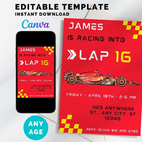 F1 Ferrari Birthday Invitations - Etsy