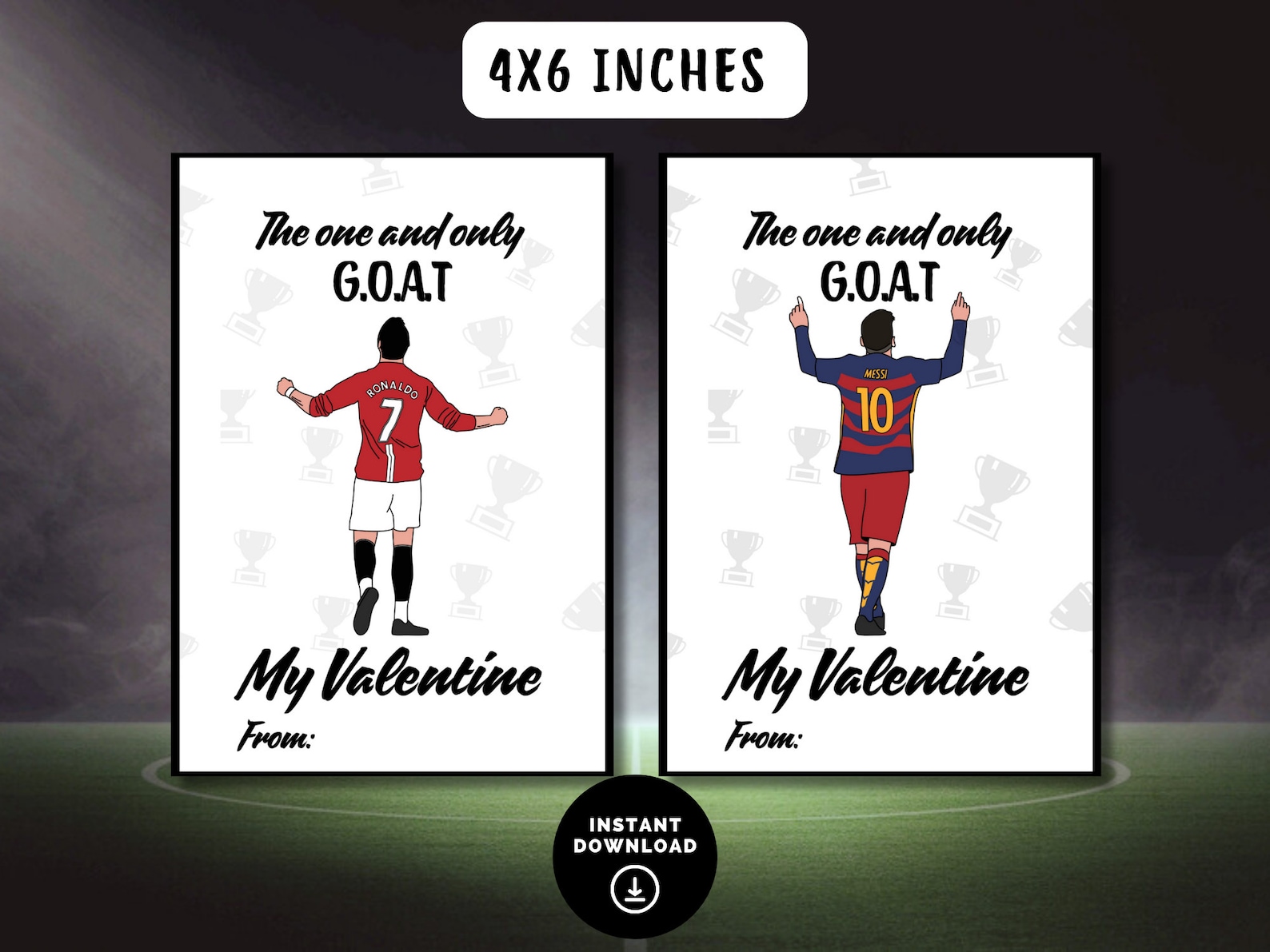 Ronaldo Messi Valentine Card, Printable, Cristiano Ronaldo Lionel Messi ...