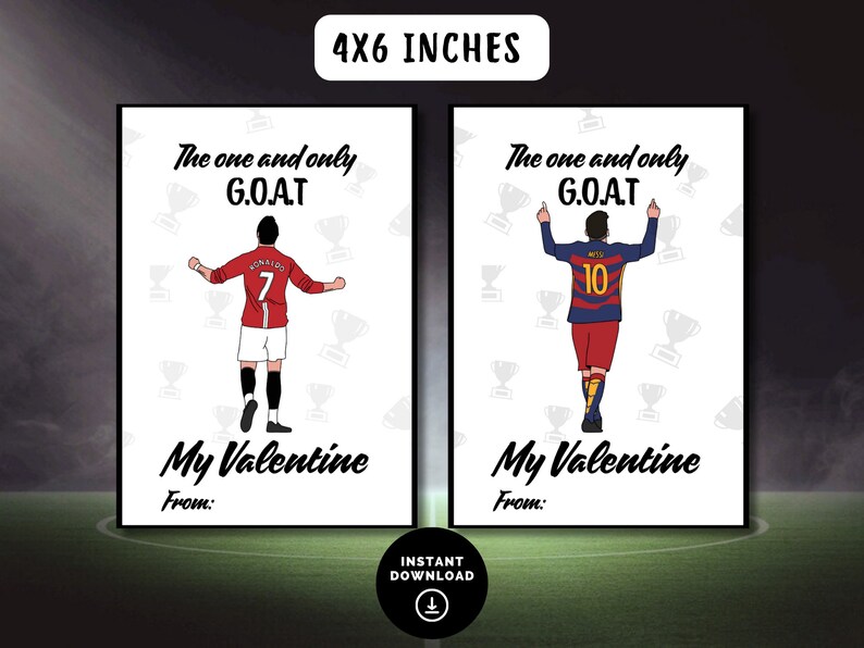 Ronaldo Messi Valentine Card, Printable, Cristiano Ronaldo Lionel Messi ...
