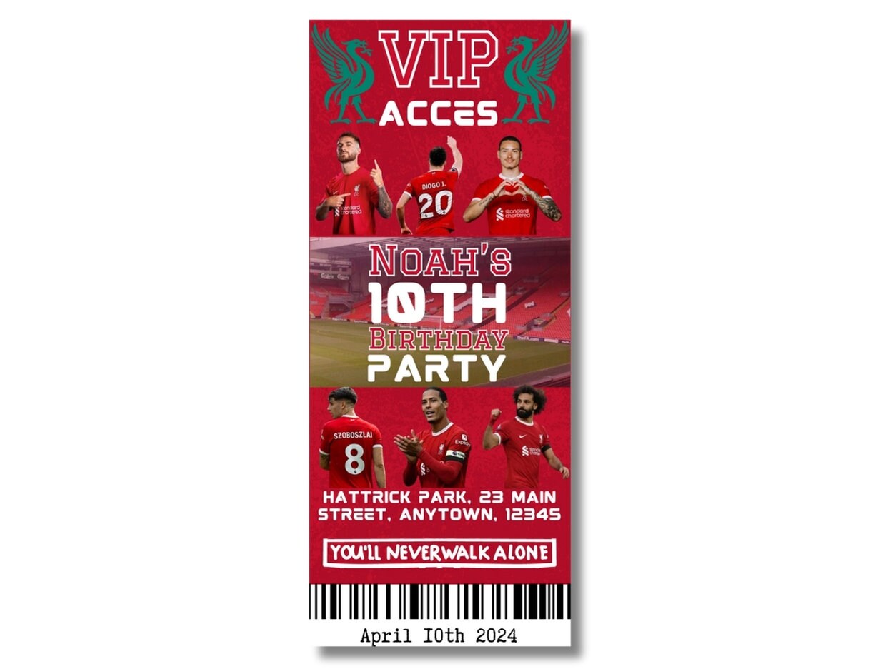 Liverpool Birthday Party VIP Access Pass, Party Favor Liverpool ...