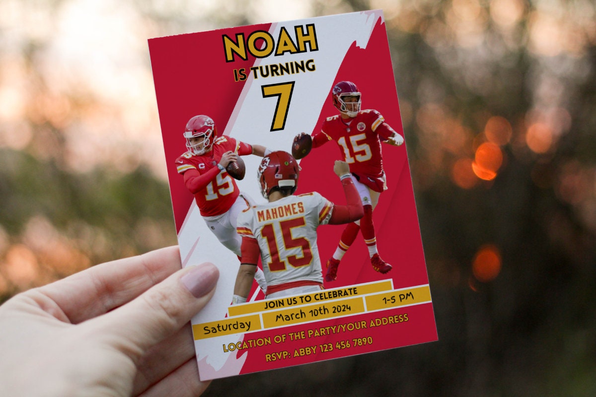 Mahomes Birthday Invitation, Personalized Mahomes Birthday Invite ...