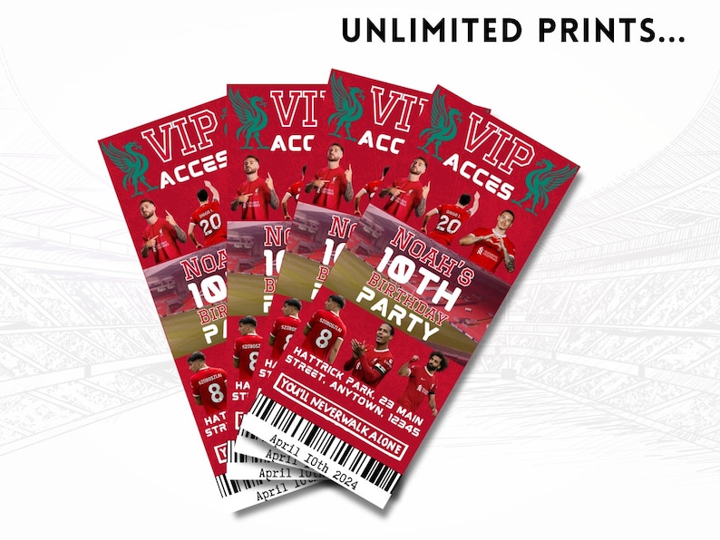 Liverpool Birthday Party VIP Access Pass, Party Favor Liverpool ...