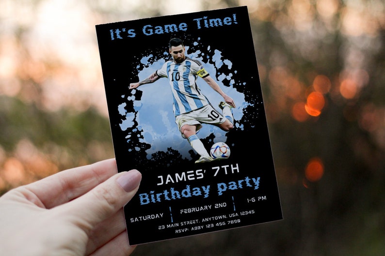Editable Messi Birthday Invitation, Messi Argentina Birthday Invite ...