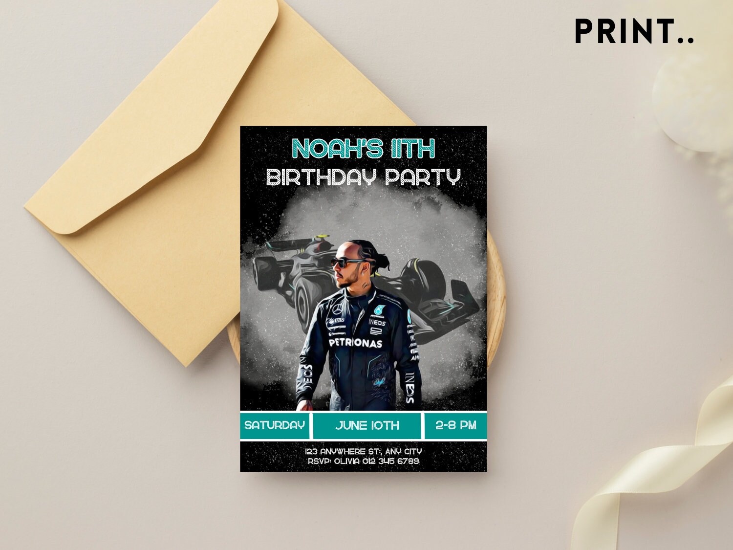 Formula 1 Birthday Invitation, Hamilton Invitation, F1 Party Invite ...