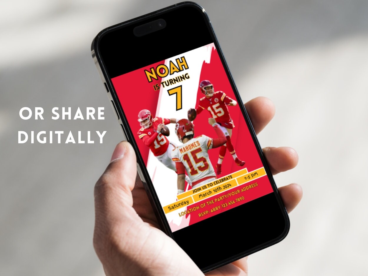 Mahomes Birthday Invitation, Personalized Mahomes Birthday Invite ...