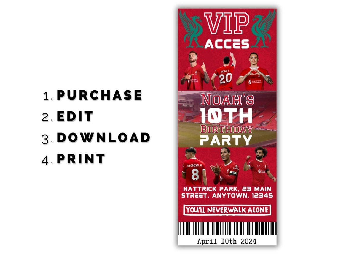 Liverpool Birthday Party VIP Access Pass, Party Favor Liverpool ...