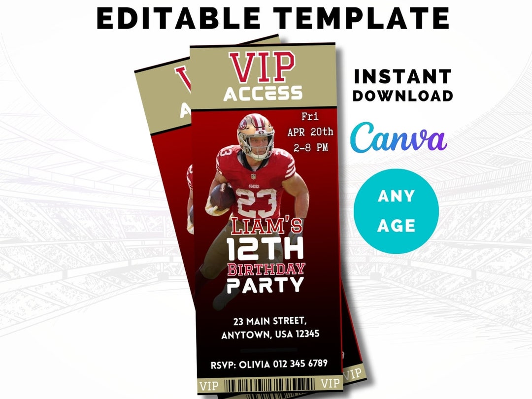 49ers Themed Football Invitation, Digital Invitation, Sports Invite ...