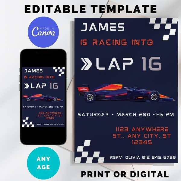 F1 Formula 1 Invitation - Etsy