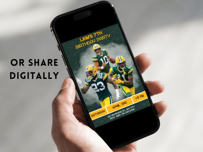 Green Bay Packers Birthday Invitation, Love Alexander Reed Invitation ...