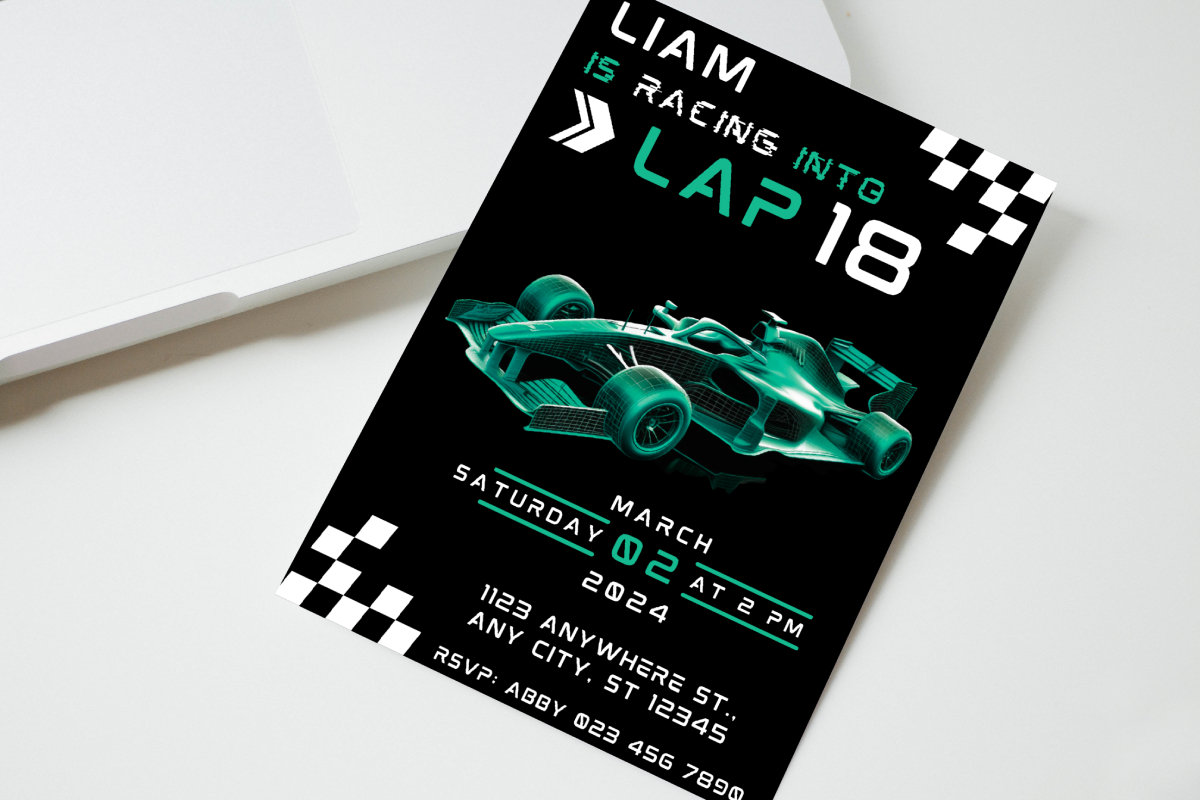 Formula 1 Birthday Invitation F1 Car Invitation F1 Party Invite Formula ...