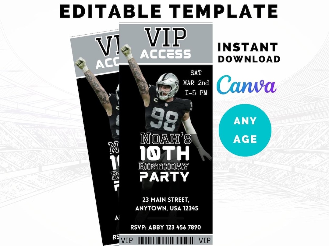 Raiders Themed Football Invitation, Digital Invitation, Sports Invite ...