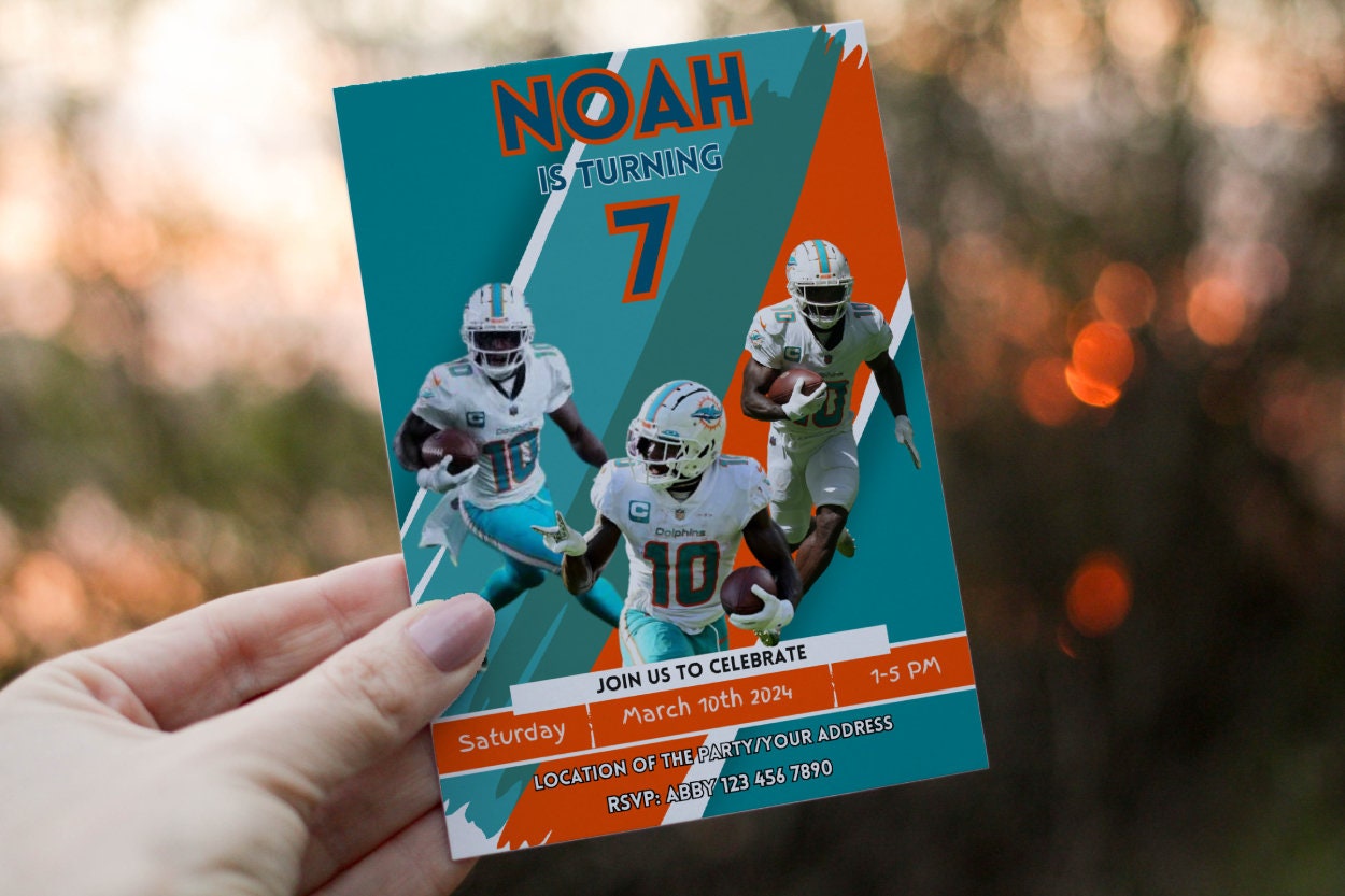 Miami Dolphins Tyreek Hill Birthday Invitation, Dolphins Birthday ...