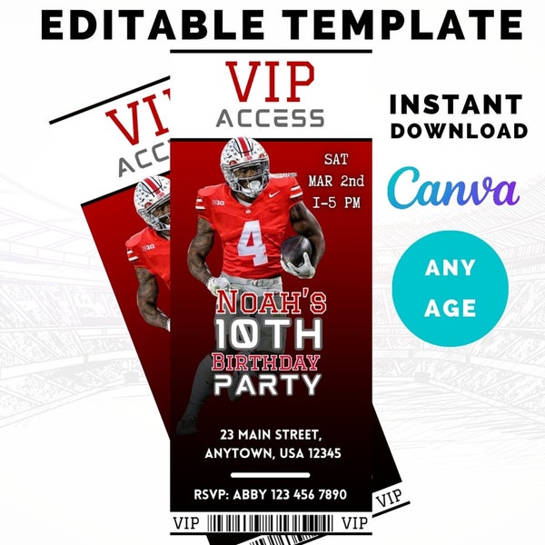 Ohio State Football Birthday Invitations - Etsy