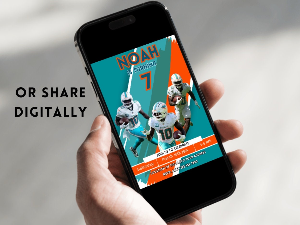 Miami Dolphins Tyreek Hill Birthday Invitation, Dolphins Birthday ...
