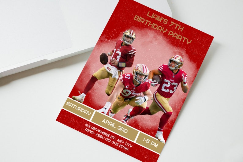San Francisco 49ers Themed Football Invitation, 49ers Party Invite ...
