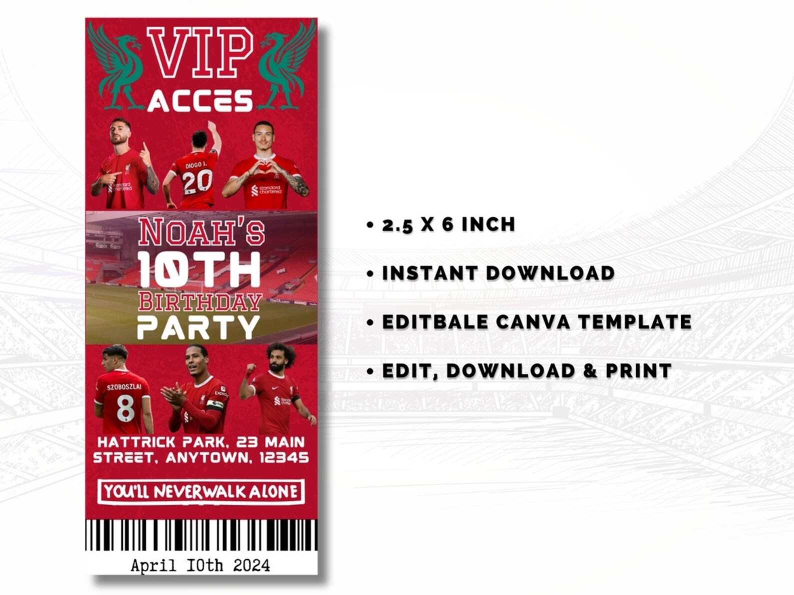 Liverpool Birthday Party VIP Access Pass, Party Favor Liverpool ...
