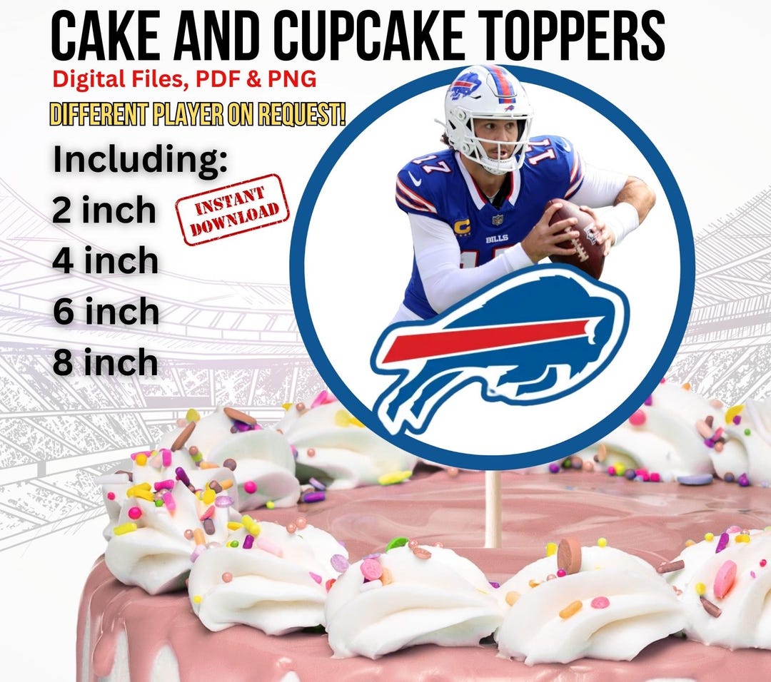 Buffalo Bills Cake and Cup Cake Toppers, Josh Allen Cake Toppers ...