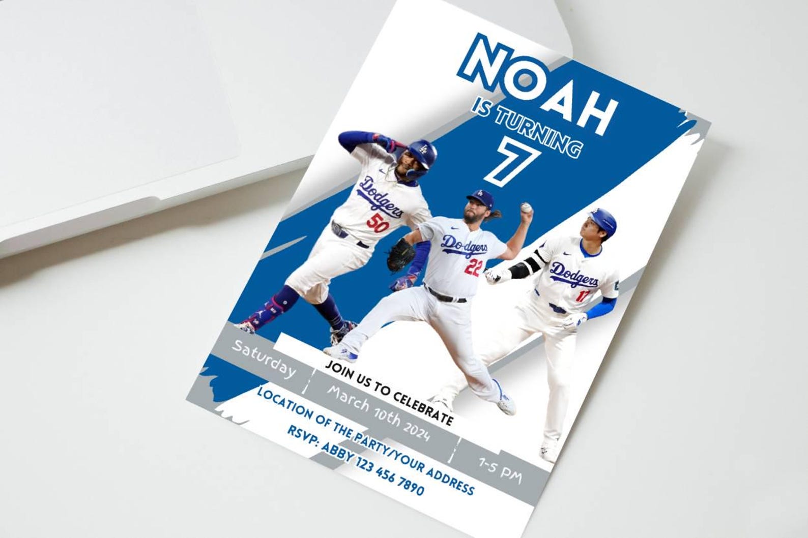 Dodgers Birthday Invitation, Ohtani Kershaw Betts Invitation, Baseball ...