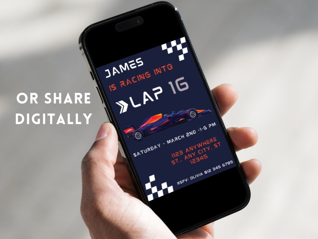 Formula 1 Birthday Invitation Red Bull Invitation F1 Party Invite ...