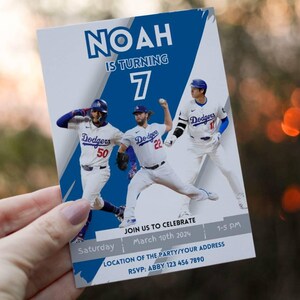 Dodgers Birthday Invitation, Ohtani Kershaw Betts Invitation, Baseball ...