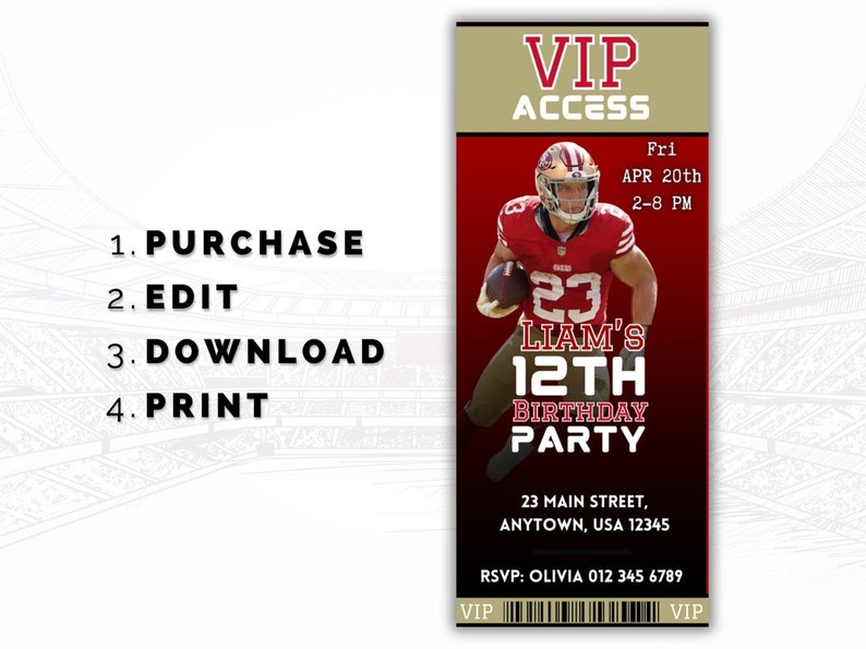 49ers Themed Football Invitation, Digital Invitation, Sports Invite ...