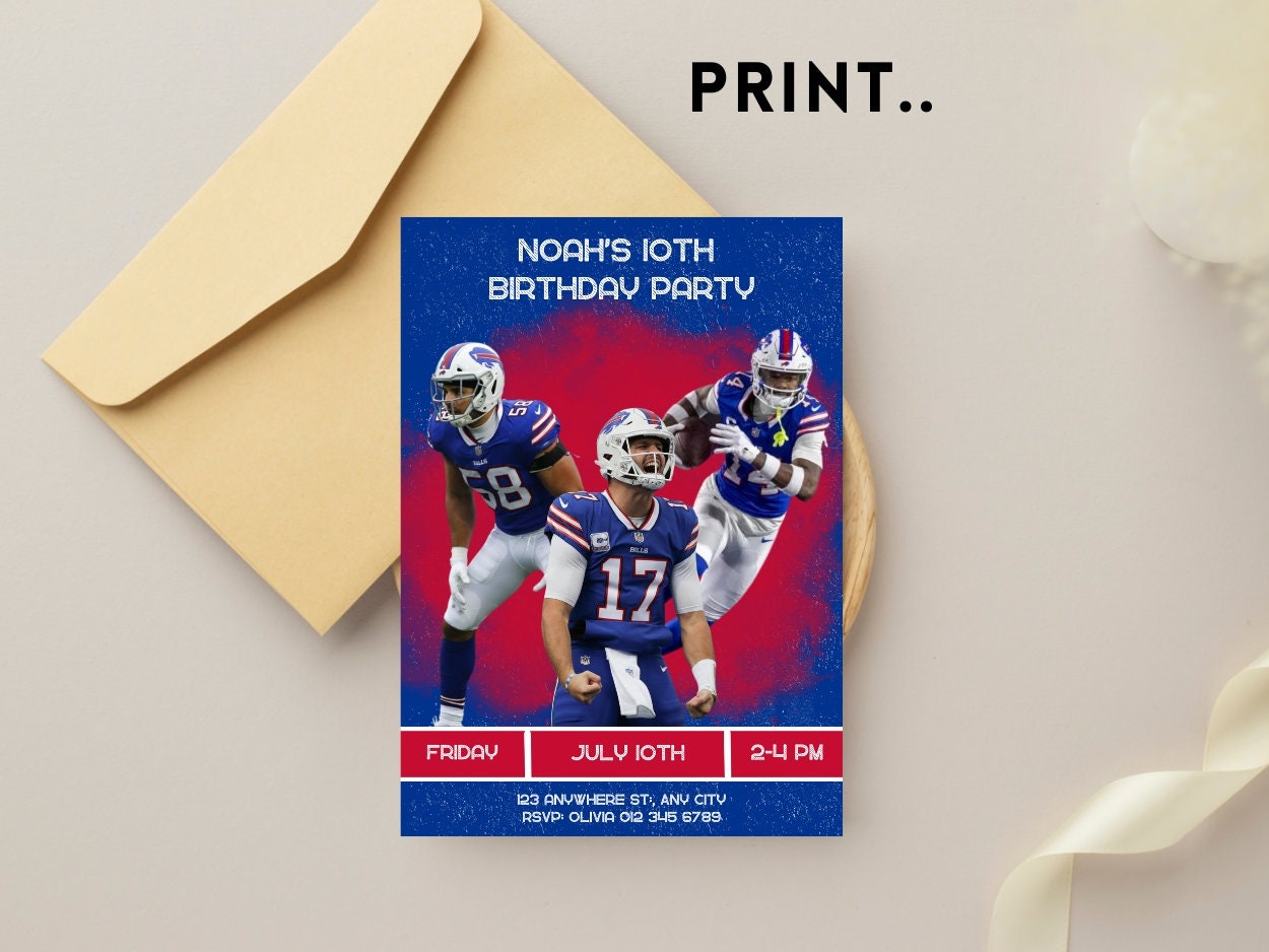 Buffalo Bills Birthday Invitation, Allen Diggs Milano Invitation ...