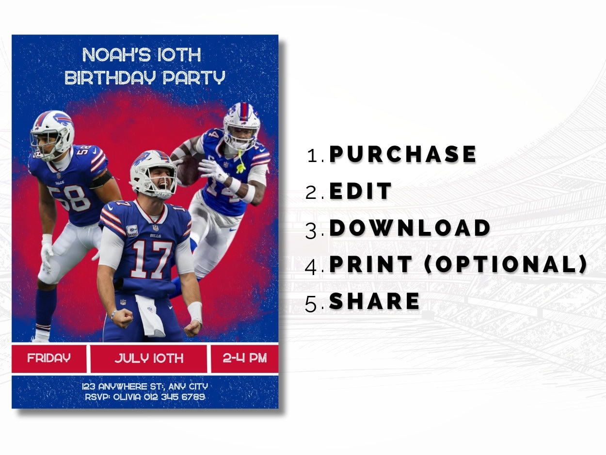 Buffalo Bills Birthday Invitation, Allen Diggs Milano Invitation ...