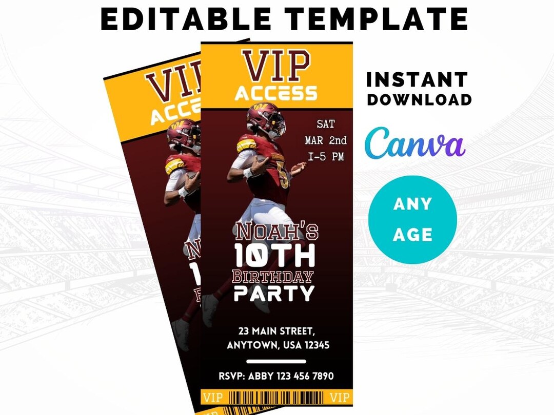 Commanders Themed Football Invitation, Digital Invitation, Sports ...