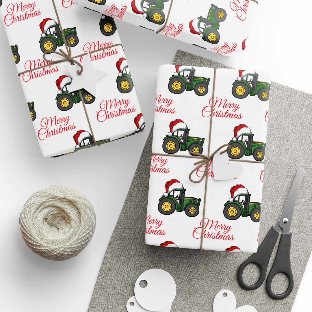 Green Tractor Christmas Wrapping Paper – Farm Theme Gift Wrap - Etsy