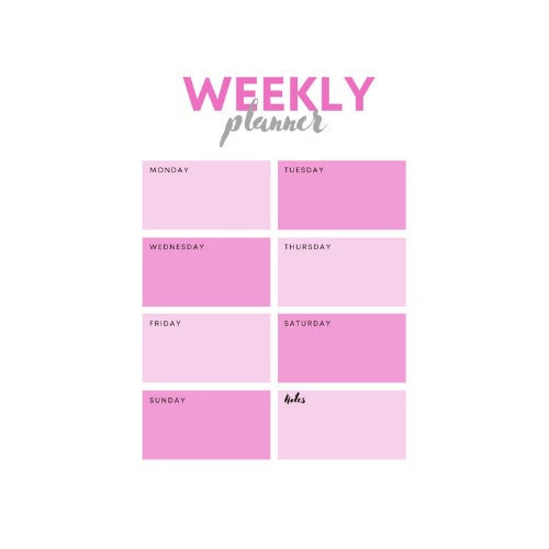 Weekly Planner Weekly Planner Pink Weekly Planner Digital Planner - Etsy