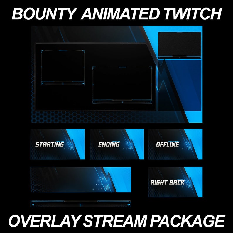 Bounty Animated Twitch Overlay Package for Twitch, Youtube, OBS, Streamlabs in Topographic Dark ...