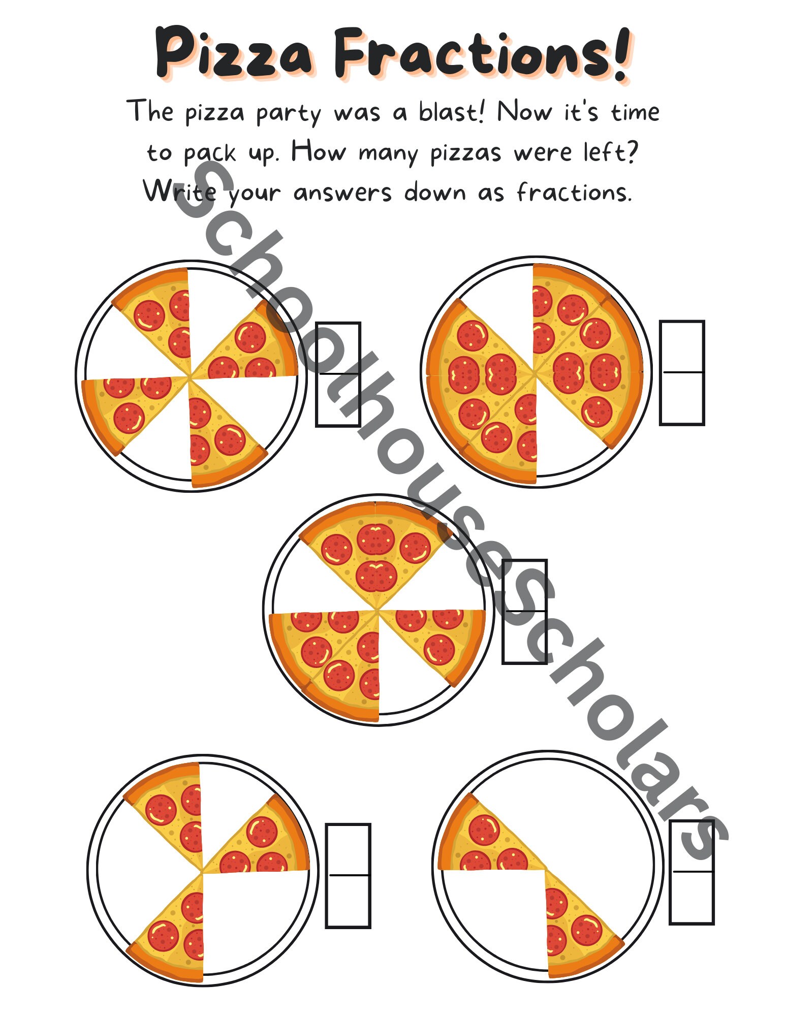 Ontario Grade 2 Curriculum Fractions 5 Worksheets Package 1 - Etsy
