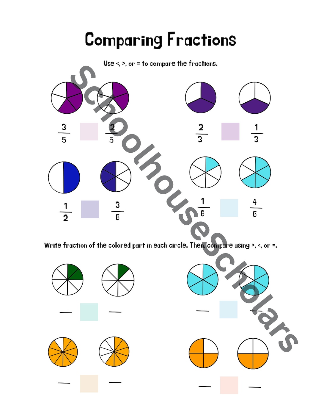 Ontario Grade 2 Curriculum Fractions 5 Worksheets Package 1 - Etsy