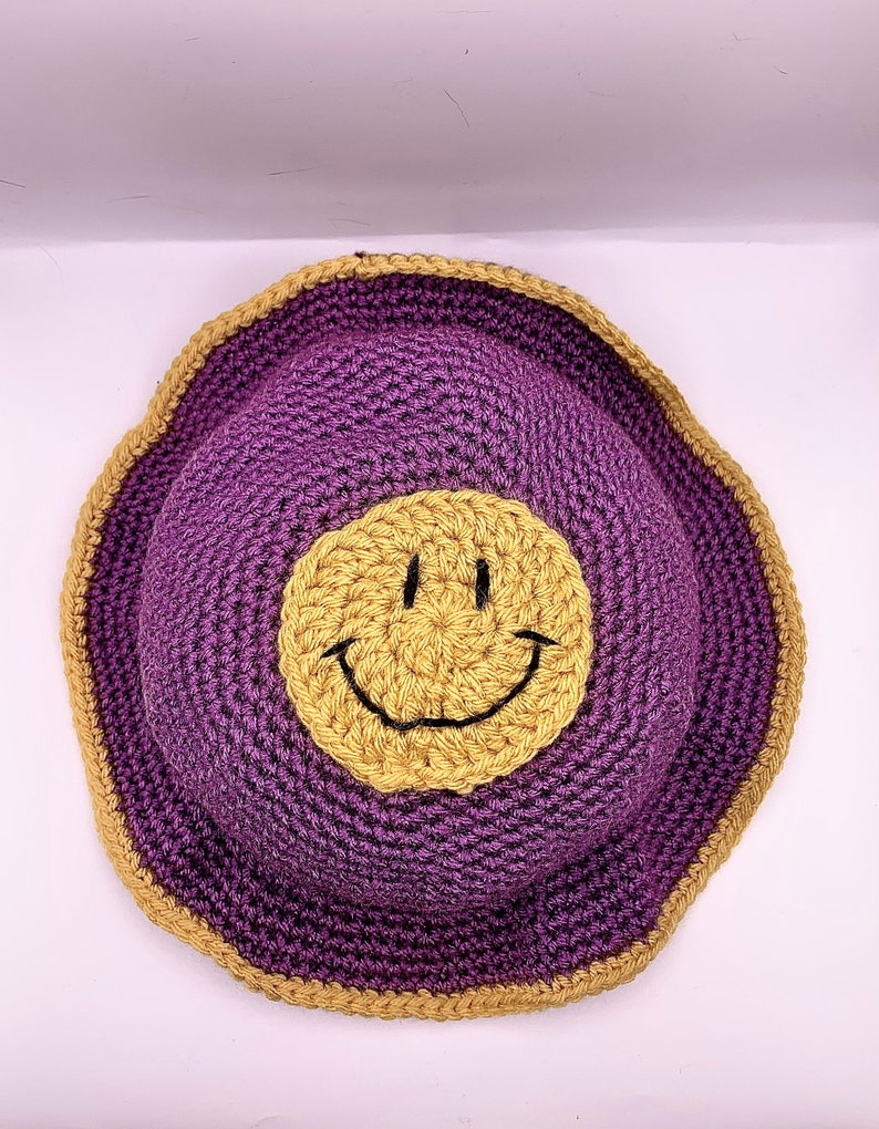 Crocheted Smiley Face Bucket Hat - Etsy