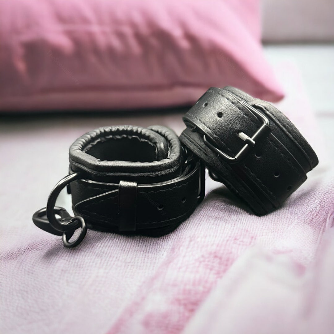 Black Leather Handcuff Restraints Bondage Domination - Etsy