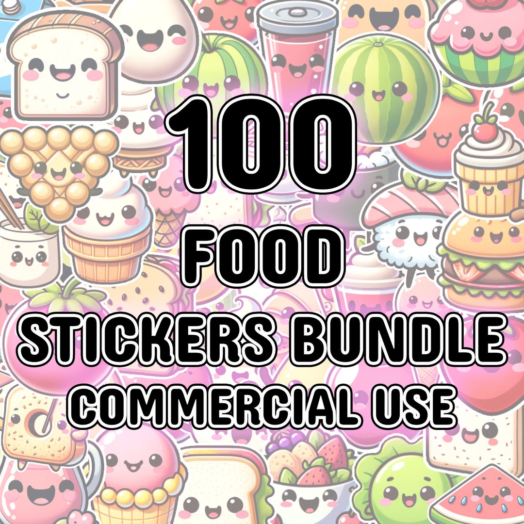 100 Printable Food Stickers 300 DPI Digital Stickers PNG - Etsy