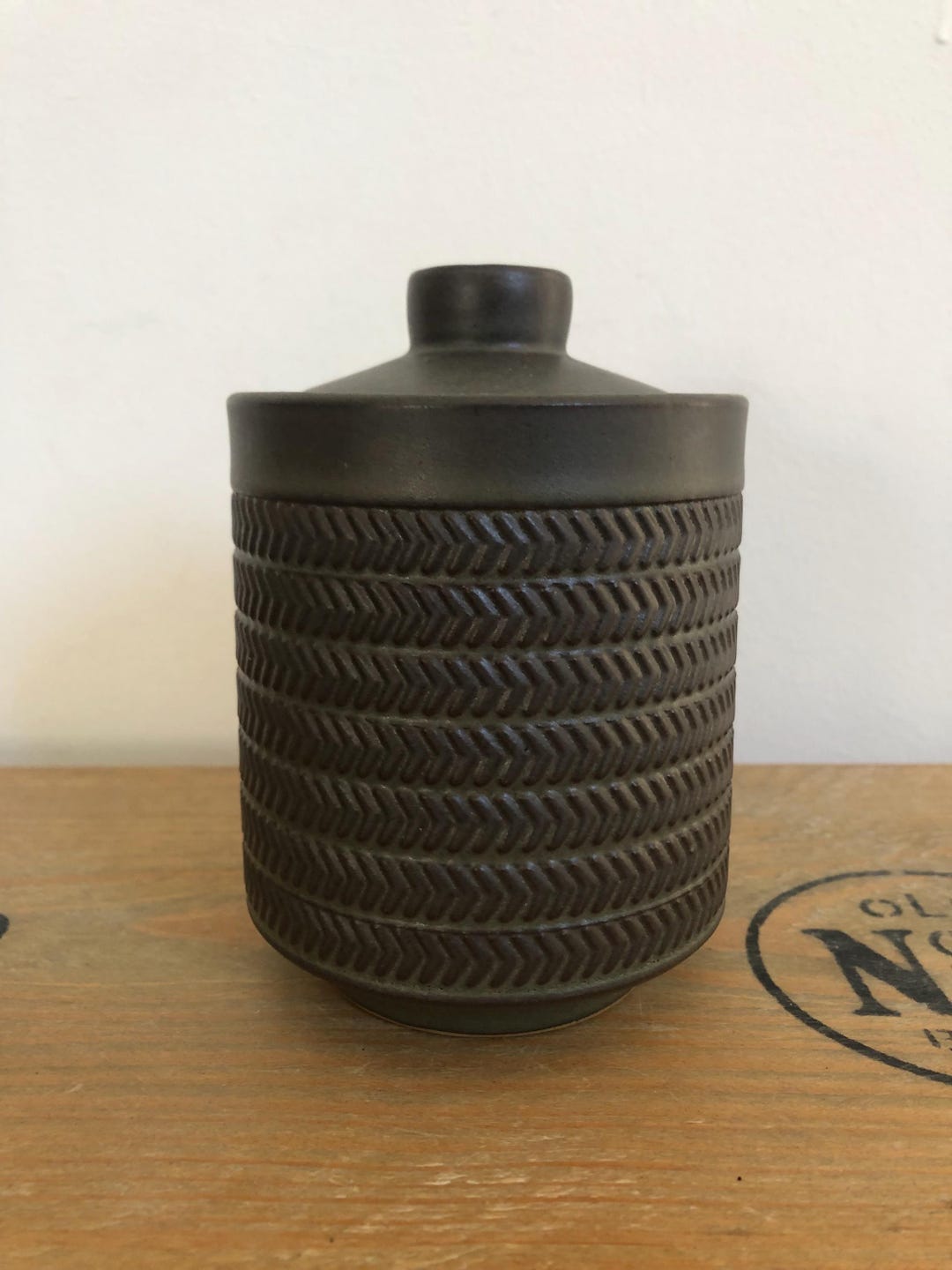 Vintage Denby Chevron Jam Pot With Lid – Gill Pemberton Design, 1960s ...