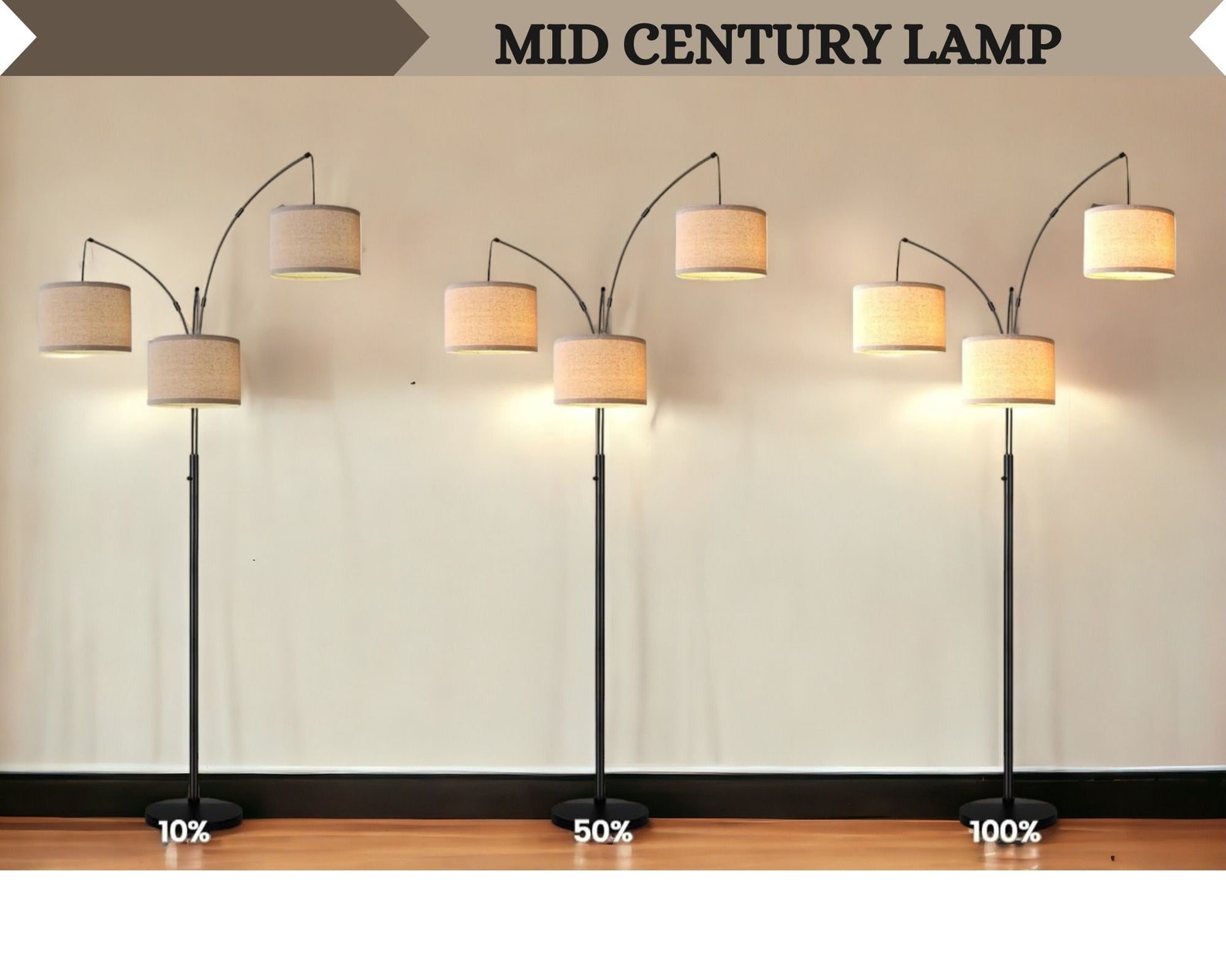 Dimmable Tall Floor Lamp, Modern Beige Standing Lamp for Living Room ...