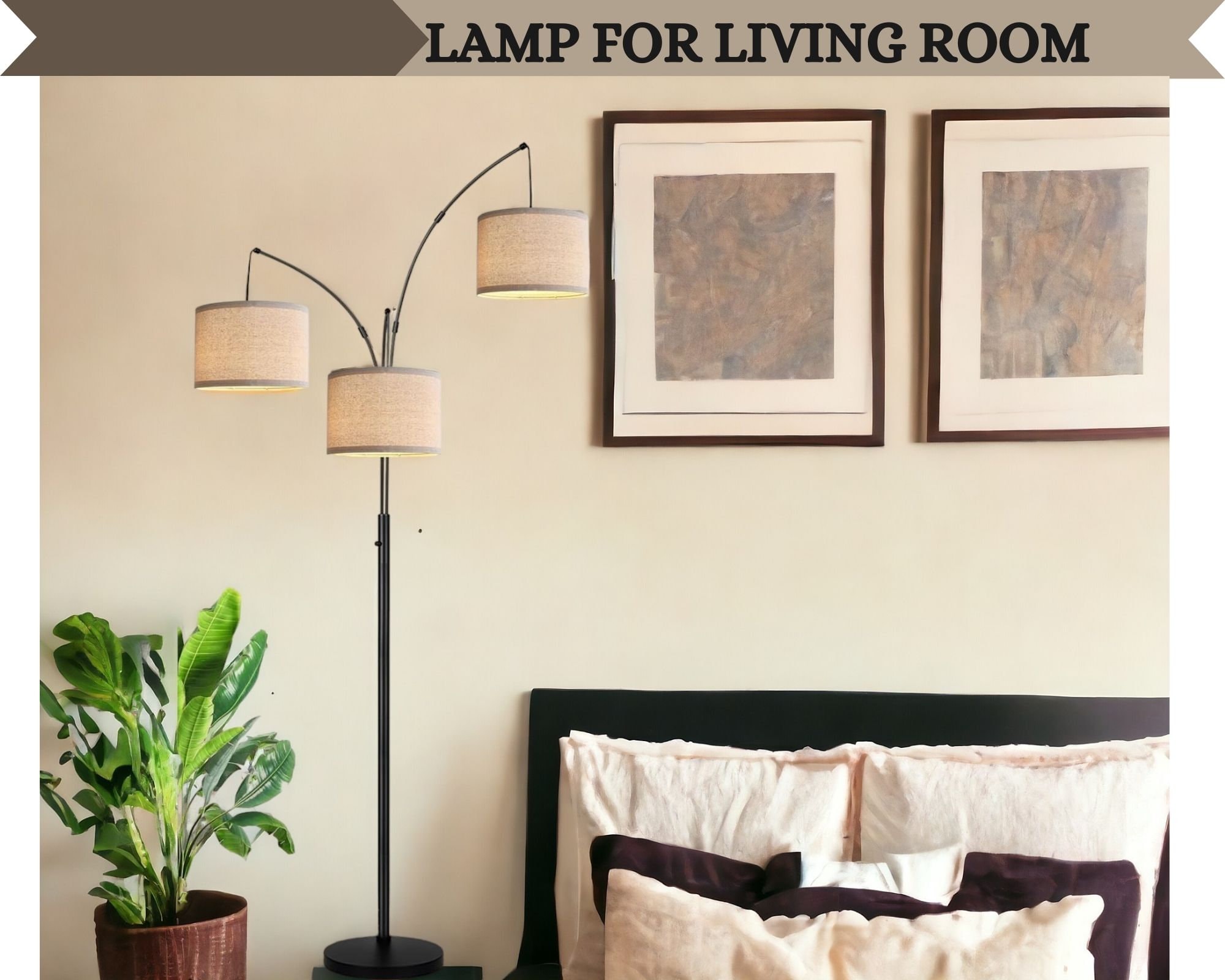 Dimmable Tall Floor Lamp, Modern Beige Standing Lamp for Living Room ...