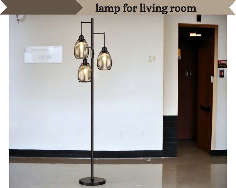 Modern Black Floor Lamp With Shelf, Tall Standing Lamp for Living Room ...