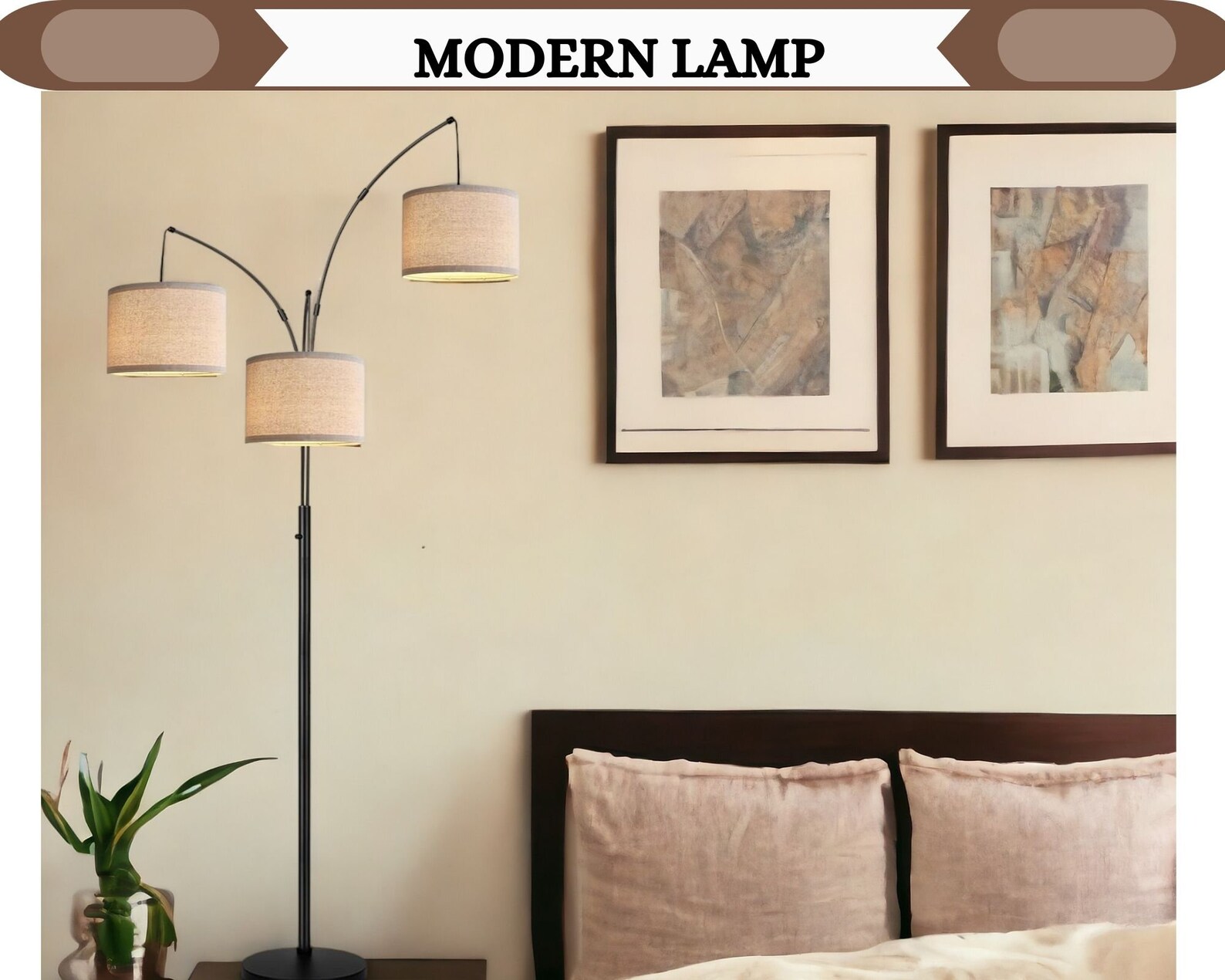 Dimmable Tall Floor Lamp, Modern Beige Standing Lamp for Living Room ...