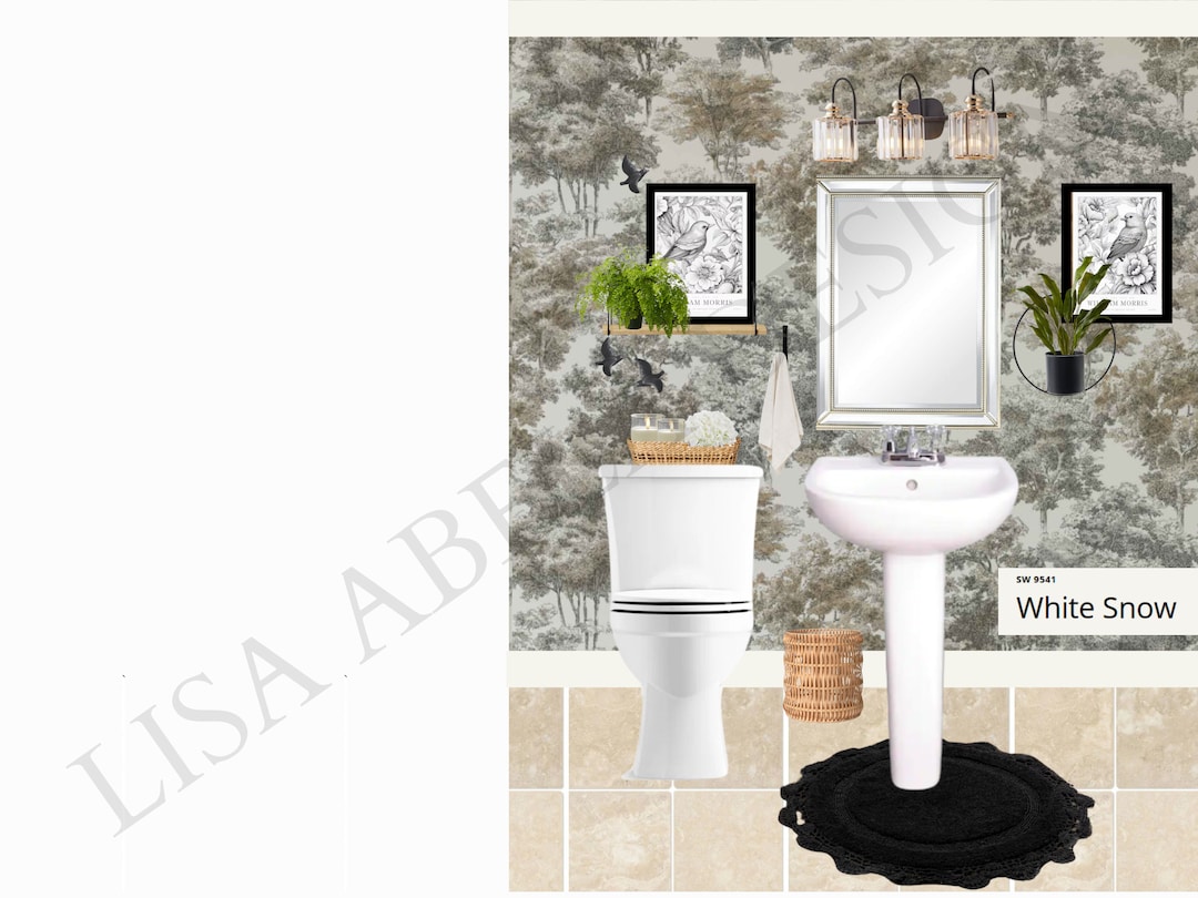 Old World Trees Inspired Powder Room - Design Board/sample Board ...