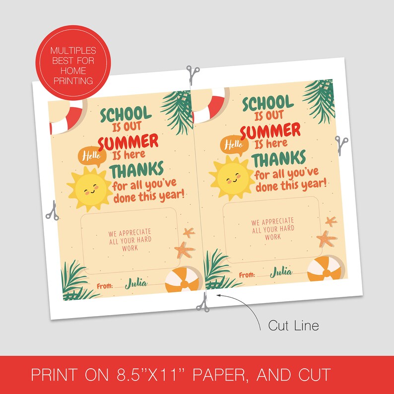 End of Year Teacher Gift Card Holder Printable | Gift for Teacher Last ...