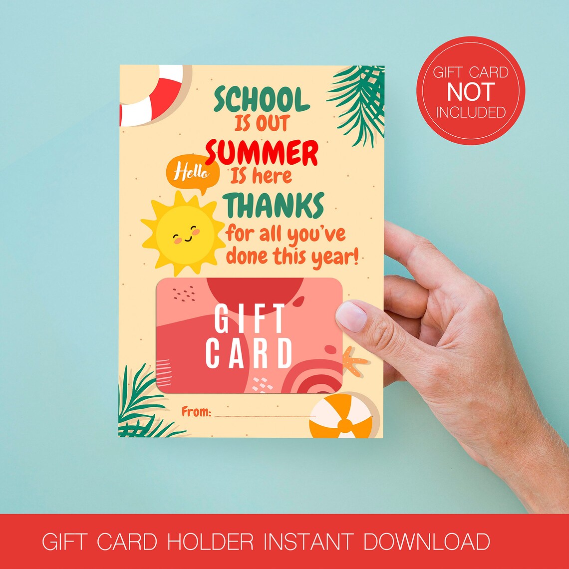End of Year Teacher Gift Card Holder Printable | Gift for Teacher Last ...